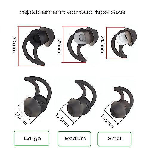 CYADCI Large Earbud Tips 3 Pairs Soft and Comfortable Silicone Earbud Tips Noise Isolation Tips Black Earbud Replacement Tips Compatible with Bose Qc20 Qc30 IE2 SoundSport IE3 SIE2i Earphones