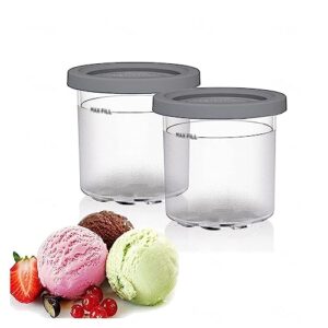 disxent 2/4/6pcs creami deluxe pints, for ninja creami ice cream maker pints, ice cream pint containers bpa-free,dishwasher safe compatible nc301 nc300 nc299amz series ice cream maker,gray-2pcs