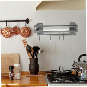 Homoyoyo Kitchen Rack Wall Mount Shelf Shelves for Storage Wall Mounted Kitchen Utensil Holder Wall Seasoning Holder Seasoning Stand Hanging Pan Rack Stainless Steel Spoon Silver