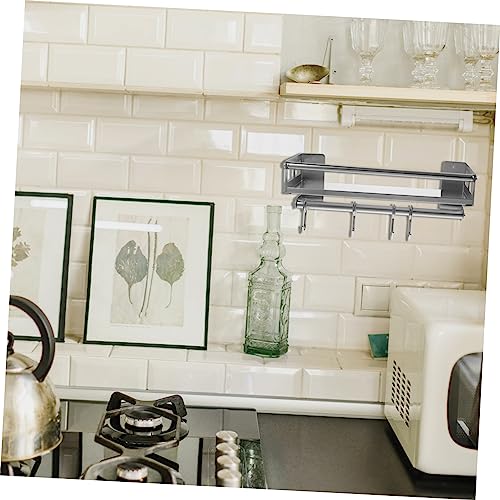 Homoyoyo Kitchen Rack Wall Mount Shelf Shelves for Storage Wall Mounted Kitchen Utensil Holder Wall Seasoning Holder Seasoning Stand Hanging Pan Rack Stainless Steel Spoon Silver