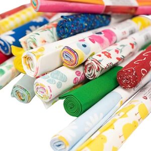 singer fabric, 100% cotton, fat quarters scrap bag, 20 piece, 18 x 21, multi-color bundle