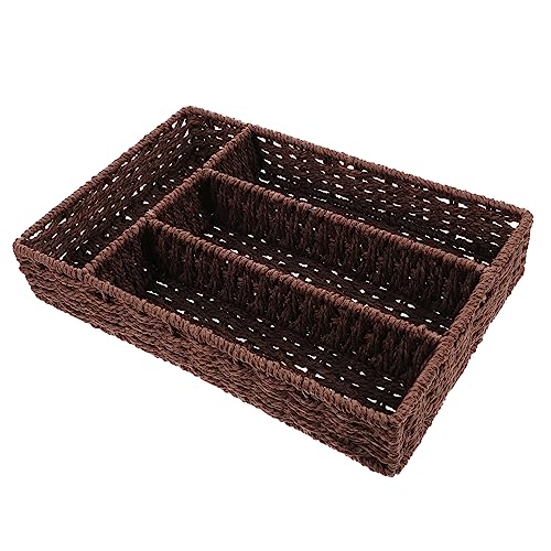 OKUMEYR Storage Box Makeup Organizer Box Coffee Table Tray Tablescape Decor Condiment Packets Container Tea Bag Holder Wicker Cutlery Basket Cosmetics Basket Decorative Storage Basket Dog