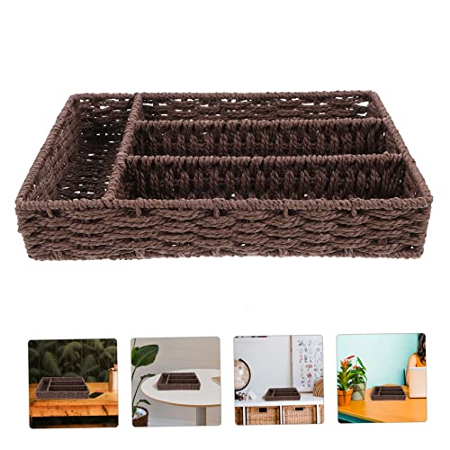 OKUMEYR Storage Box Makeup Organizer Box Coffee Table Tray Tablescape Decor Condiment Packets Container Tea Bag Holder Wicker Cutlery Basket Cosmetics Basket Decorative Storage Basket Dog