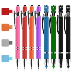 discring 8 pcs ballpoint pen & 4 pen clips - high precision colorful metallic ballpoint pen with anti-scratch stylus tip