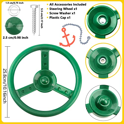 SGBETTER 3 Pack Swingset Steering Wheel Playset Accessories Toys Pirate Ship Steering Wheel for Kids Outdoor Playhouse Treehouse Playground, 3 Color (Green, Blue, Red)