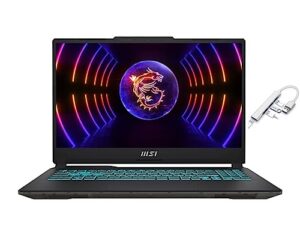 msi cyborg 15.6" 144hz gaming laptop | intel i7-12650h processor | 32gb ram ddr5| 512gb ssd | nvidia geforce rtx 4060 | backlit keyboard | windows 11 home | black | bundle with usb 3.0 hub