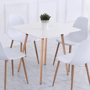 Modern 31.5 Inch Square Dining Table for 2-4 People, Functional White Table with Solid Wood Legs for Home Office Kitchen Dining Room Patio Small Spaces