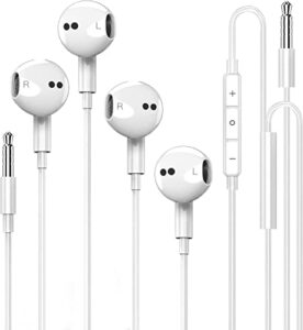 2 pack apple earbuds [apple mfi certified] earphones wired with microphone for 3.5mm iphone headphones (built-in microphone & volume control) compatible with iphone, ipad, ipod,computer, mp3/4,android