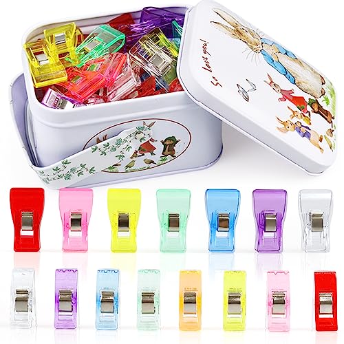 95 Pcs Multipurpose Sewing Clips,FIVEIZERO Multi-Color Sewing Clips for Fabric with Tin Box for Sewing Supplies,Paper Work,Sewing Binding and Hanging Little Things