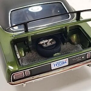 1971 Plymouth Hemi Barracuda Ivy Green with Black Graphics and Black Vinyl Top Limited Edition to 276 Pieces Worldwide 1/18 Diecast Model Car by Acme A1806132VT