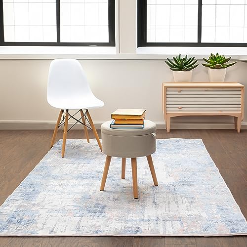 Super Area Rugs Modern Blue/Gray Machine Washable Rug - Crafted in USA - 8' X 10' Rectangle Pet/Kids Friendly Rug