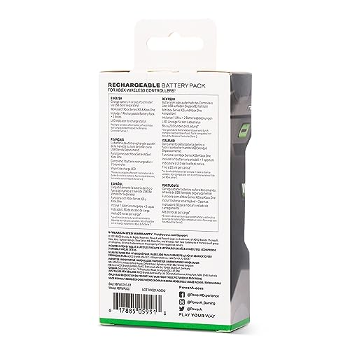 PowerA Rechargeable Battery Pack for Xbox Series X|S and Xbox One Controllers, Xbox Rechargeable Battery Pack, Officially Licensed for Xbox