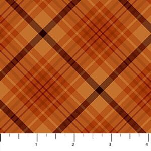 bias large plaid, fabric, shades of rust and dark orange, brown, sunshine harvest, northcott, 25460-58, by the yard