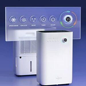 Lumysis 4500 Sq. Ft 50 Pints Dehumidifiers for Basements, Large Rooms, and Home with Auto or Manual Drainage | 45db Industry Leading Noise Reducing | Energy Saving, Air Filter, 3 Operation Modes and 24 hr Timer