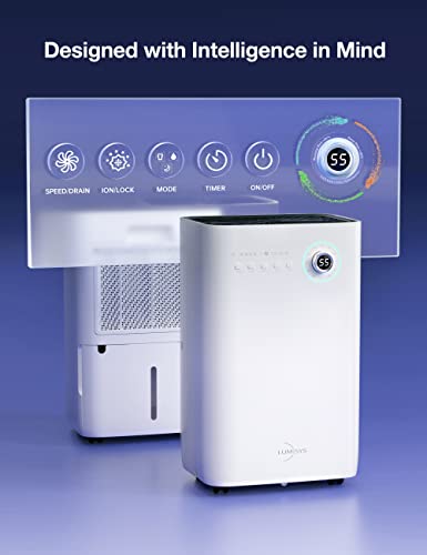 Lumysis 4500 Sq. Ft 50 Pints Dehumidifiers for Basements, Large Rooms, and Home with Auto or Manual Drainage | 45db Industry Leading Noise Reducing | Energy Saving, Air Filter, 3 Operation Modes and 24 hr Timer