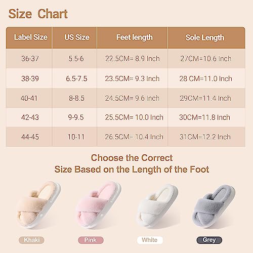 SOSUSHOE Womens Slippers Fluffy Slippers Ultra Comfy Open Toe House Slippers Memory Foam Non-slip Indoor Outdoor Slippers Fuzzy Slippers Soft Thick Sole,Khaki