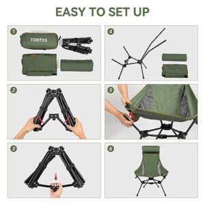 TOBTOS High Back Camping Chair, Lightweight Camping Chair with Headrest, Stable Portable Folding Chair for Outdoor Camp, Hiking, Backpacking (Green)