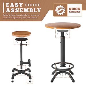 AA Products Industrial Bar Table & Stools Sets, 23.6" Dia Swivel Round Wood Adjustable Height Bar Table and Chairs Set for Party Bistro Cafe Cocktail Whiskey Equipped with Crank Handle