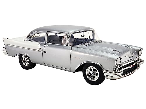 1957 Chevy 150 Street-Strip Silver Metallic and White Limited Edition to 300 Pieces Worldwide 1/18 Diecast Model Car by Acme A1807016