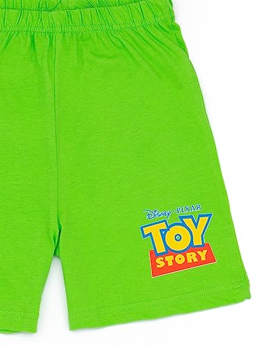 Disney Toy Story Buzz Lightyear Boys Pyjama Set | Kids Buzz Lightyear Costume PJs | Galactic Hero Design T-Shirt and Shorts Green