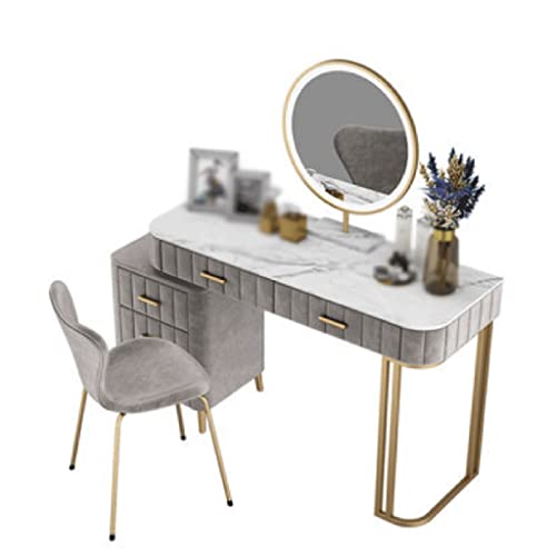 ZGJHFF Bedroom Velvet Dressing Table Makeup Table and Chair with Lighted Small Household Dressing Table