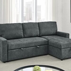 uhome Upholstered Sleeper Sofa with USB Ports sectional Couch Reversible Sofabed, Full XL, Gray