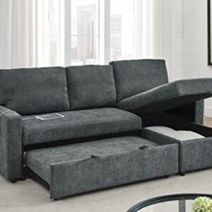 uhome Upholstered Sleeper Sofa with USB Ports sectional Couch Reversible Sofabed, Full XL, Gray