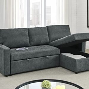 uhome Upholstered Sleeper Sofa with USB Ports sectional Couch Reversible Sofabed, Full XL, Gray