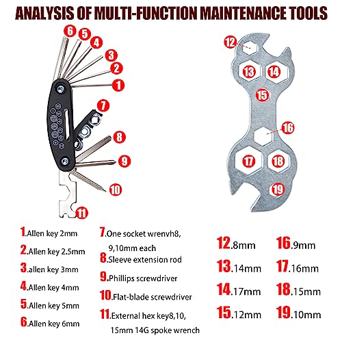 Stylemafia Complete V Bike Brake Set, Front and Rear Bike MTB Brake,Inner and Outer Callipers Cables Lever Kit with Calipers Levers Cables Multi-Tool Wrenches (Black)