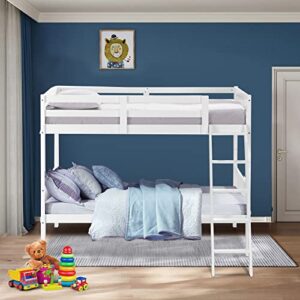 GORELAX Twin Over Twin Bunk Bed, Space Saving Bed Frame with Under Bed Storage, Ladder & Guardrail, Convertible Wooden Bunk Beds into 2 Beds, Modern Heavy Duty Bunk Bed for Kids, Adults (White)