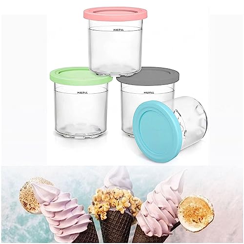 Creami Pints and Lids, for Ninja Ice Cream Maker Pints, Ice Cream Pints Bpa-Free,Dishwasher Safe Compatible NC301 NC300 NC299AMZ Series Ice Cream Maker