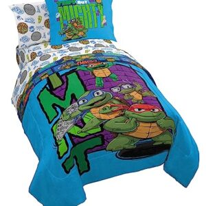 Jay Franco Nickelodeon Teenage Mutant Ninja Turtles Twin Comforter Set - 5 Piece Bedding Includes Sheet Set & Pillow Covers - Super Soft Mini Mutants Microfiber Bed Set