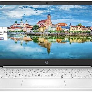 HP Newest 14" HD Light Thin Laptop for Student Business, Quad-Core Intel N4120, 4GB RAM, 64GB eMMC, Webcam, HDMI, Wi-Fi, Long Battery, Windows 11 S + 1 Year Office 365, White+MarxsolCable