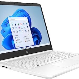 HP Newest 14" HD Light Thin Laptop for Student Business, Quad-Core Intel N4120, 4GB RAM, 64GB eMMC, Webcam, HDMI, Wi-Fi, Long Battery, Windows 11 S + 1 Year Office 365, White+MarxsolCable