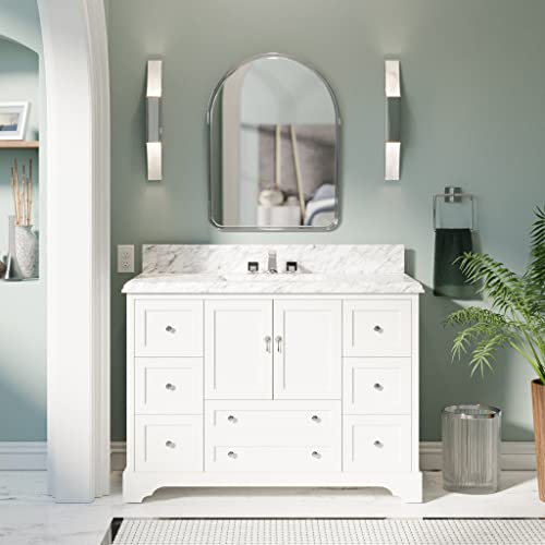 Madison 48-inch Bathroom Vanity (Carrara/White): Includes White Cabinet with Authentic Italian Carrara Marble Countertop and White Ceramic Sink