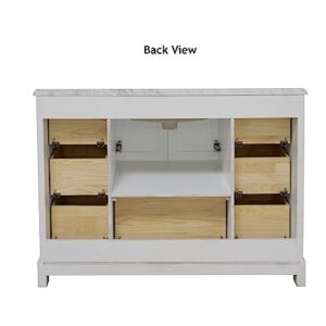 Madison 48-inch Bathroom Vanity (Carrara/White): Includes White Cabinet with Authentic Italian Carrara Marble Countertop and White Ceramic Sink