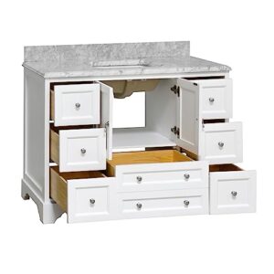 Madison 48-inch Bathroom Vanity (Carrara/White): Includes White Cabinet with Authentic Italian Carrara Marble Countertop and White Ceramic Sink