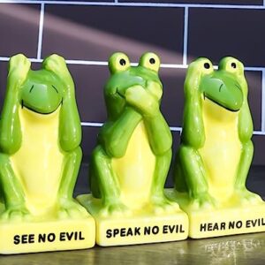 Ebros Gift See Hear Speak No Evil Pond Green Frogs Trio Toothpick Holder Salt And Pepper Shakers Set Frog Toad Amphibian Figurines Kitchen Bar And Dining Table Decorative Collectibles