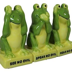 Ebros Gift See Hear Speak No Evil Pond Green Frogs Trio Toothpick Holder Salt And Pepper Shakers Set Frog Toad Amphibian Figurines Kitchen Bar And Dining Table Decorative Collectibles