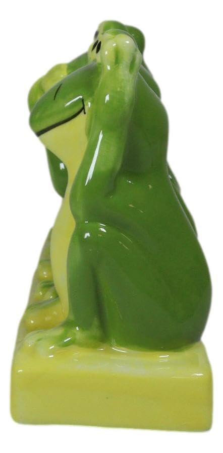 Ebros Gift See Hear Speak No Evil Pond Green Frogs Trio Toothpick Holder Salt And Pepper Shakers Set Frog Toad Amphibian Figurines Kitchen Bar And Dining Table Decorative Collectibles