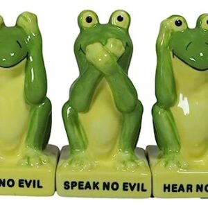 Ebros Gift See Hear Speak No Evil Pond Green Frogs Trio Toothpick Holder Salt And Pepper Shakers Set Frog Toad Amphibian Figurines Kitchen Bar And Dining Table Decorative Collectibles