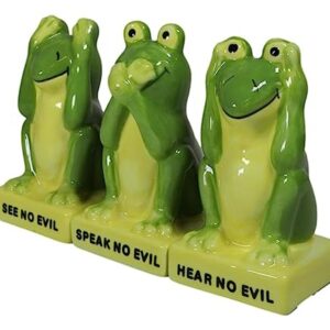 Ebros Gift See Hear Speak No Evil Pond Green Frogs Trio Toothpick Holder Salt And Pepper Shakers Set Frog Toad Amphibian Figurines Kitchen Bar And Dining Table Decorative Collectibles