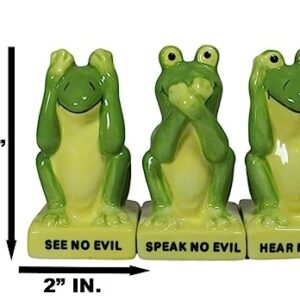 Ebros Gift See Hear Speak No Evil Pond Green Frogs Trio Toothpick Holder Salt And Pepper Shakers Set Frog Toad Amphibian Figurines Kitchen Bar And Dining Table Decorative Collectibles