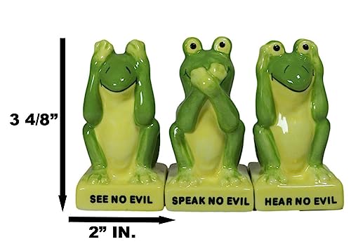 Ebros Gift See Hear Speak No Evil Pond Green Frogs Trio Toothpick Holder Salt And Pepper Shakers Set Frog Toad Amphibian Figurines Kitchen Bar And Dining Table Decorative Collectibles