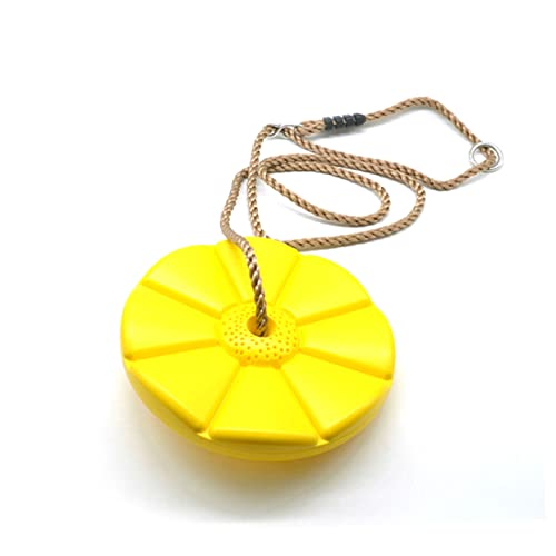 CLISPEED Round Swings for Kids Outdoor Toddler Swing Outdoor Indoor Swing for Kids Rope Tree Swing Childrens Swing with Petals Rope Ladder Swing Yellow Disc Swing Seat The Swing Daisy Toy