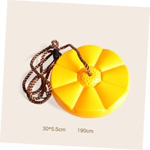 CLISPEED Round Swings for Kids Outdoor Toddler Swing Outdoor Indoor Swing for Kids Rope Tree Swing Childrens Swing with Petals Rope Ladder Swing Yellow Disc Swing Seat The Swing Daisy Toy