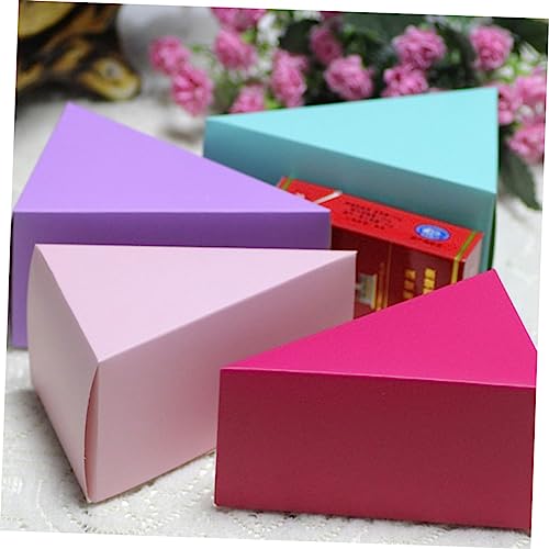 HEMOTON 50pcs Boxes Mini Cake Boxes Cake Containers Mini Cupcake Boxes Candy Boxes Triangle Shape Paper Small Baking Boxes Violet Candy Box for Party Triangle Cake Boxes Creative Candy Box