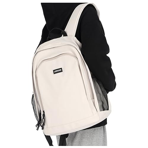 coowoz College Backpack Waterproof White College Bags For Women Lightweight Travel Rucksack Casual Daypack Laptop Backpacks For Men Women(White)