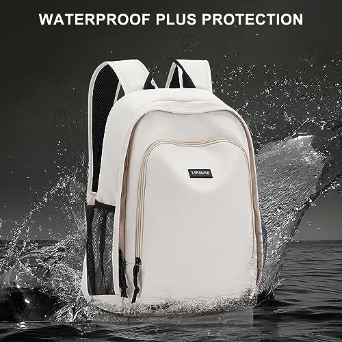 coowoz College Backpack Waterproof White College Bags For Women Lightweight Travel Rucksack Casual Daypack Laptop Backpacks For Men Women(White)