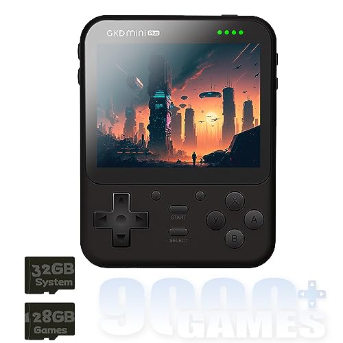 GKD Mini Plus Handheld Game Console 3.5 inch Portable Retro Video Games Consoles Pocket Rechargeable RK3566 Hand Held Classic System Black 32GB 128GB